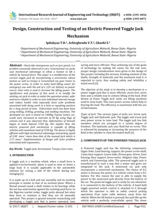 Design, Construction and Testing of an Electric Powered Toggle Jack ...