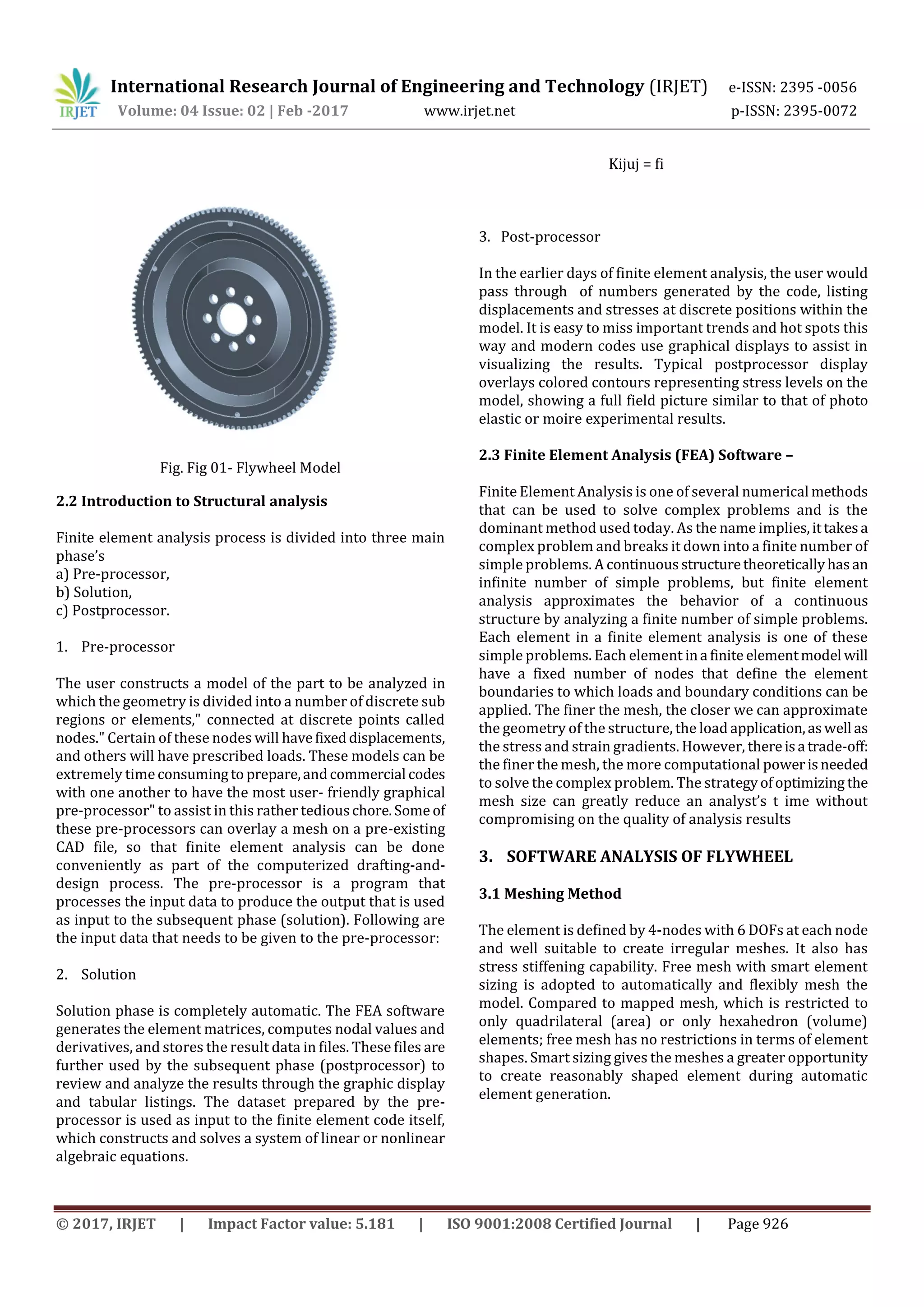 Non linear analysis and optimization of flywheel | PDF