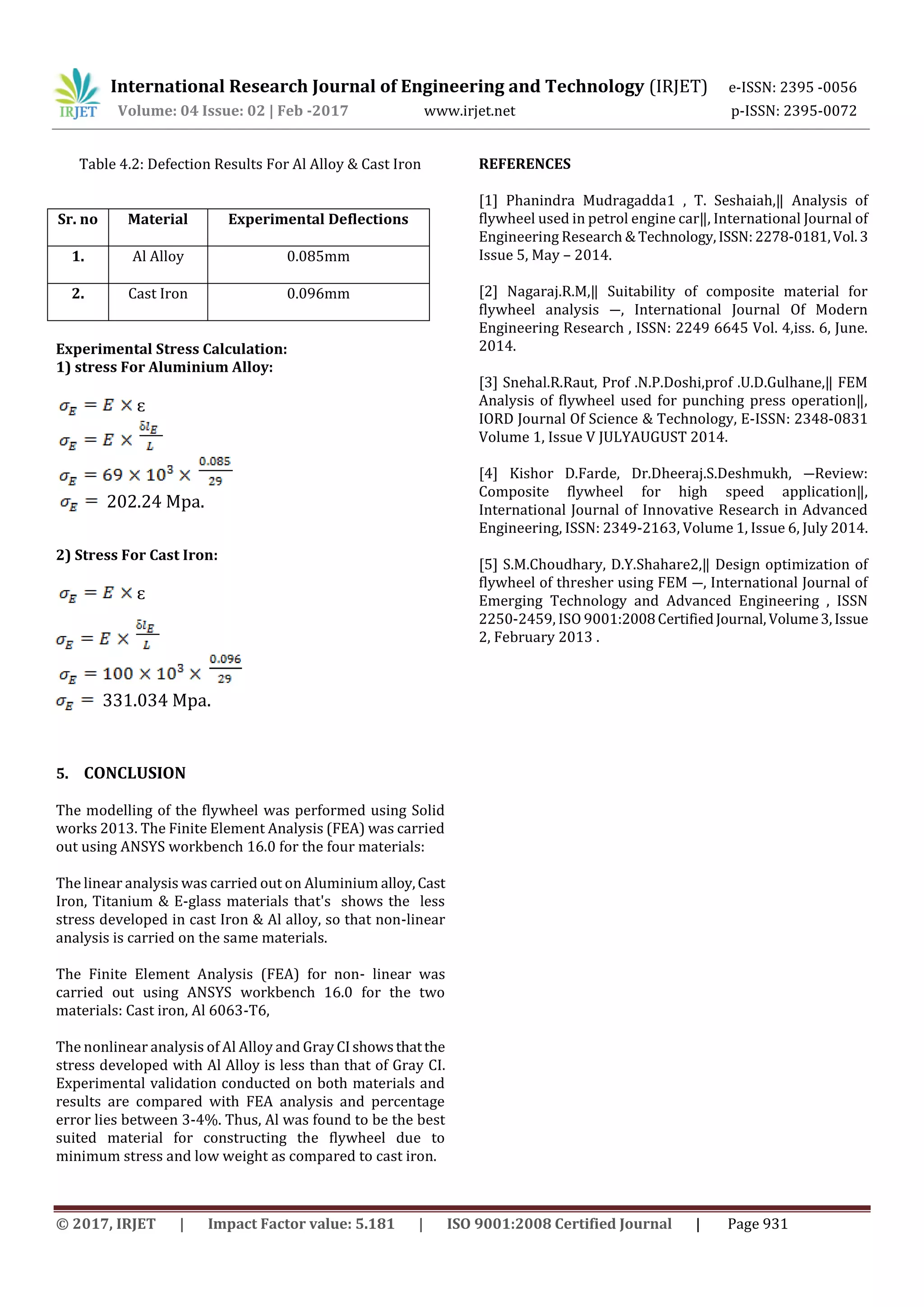 Non linear analysis and optimization of flywheel | PDF