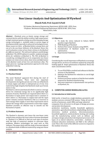 Non linear analysis and optimization of flywheel | PDF