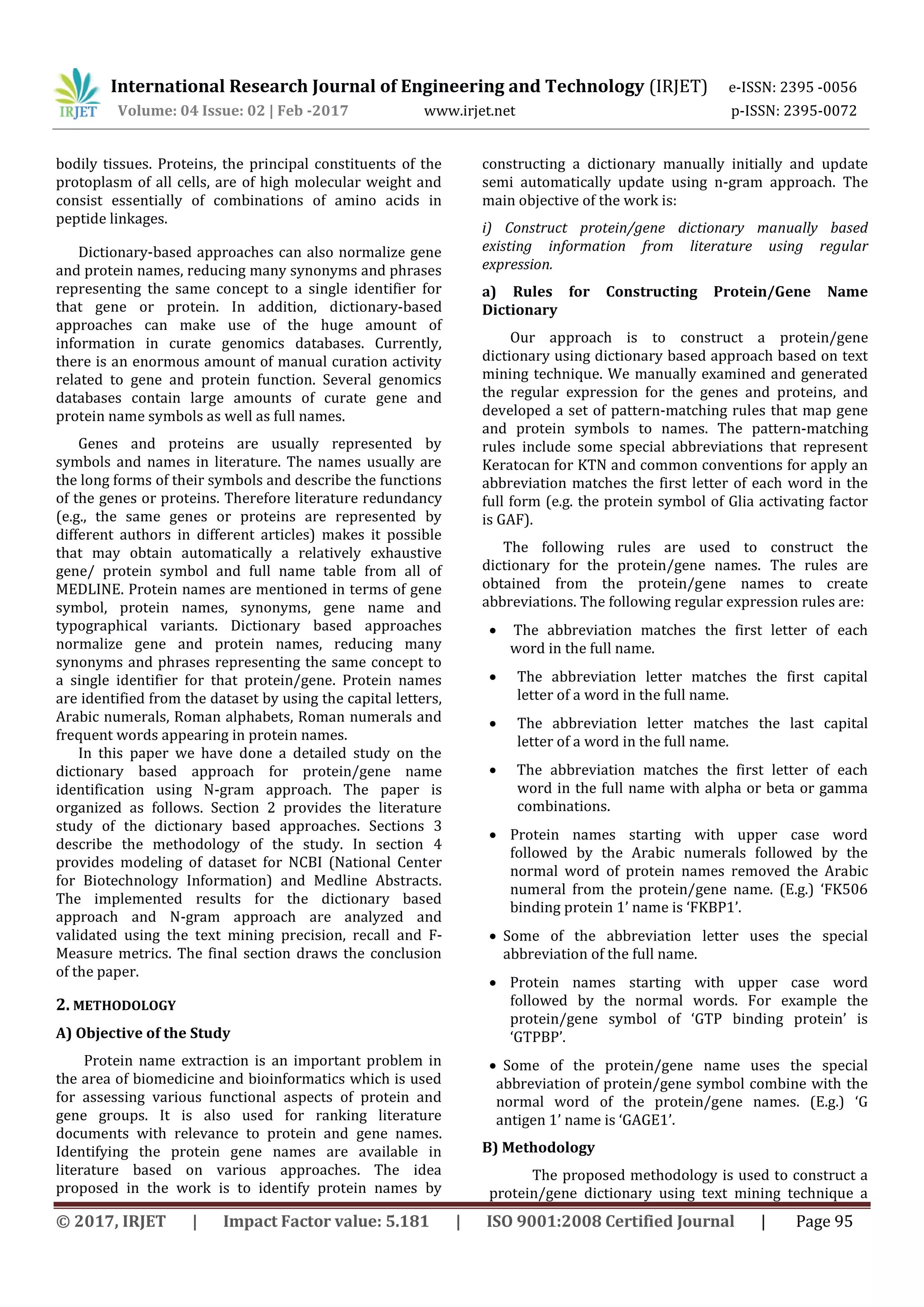 Dictionary Based Approaches in Protein Name Recognition | PDF | Genetics | Science