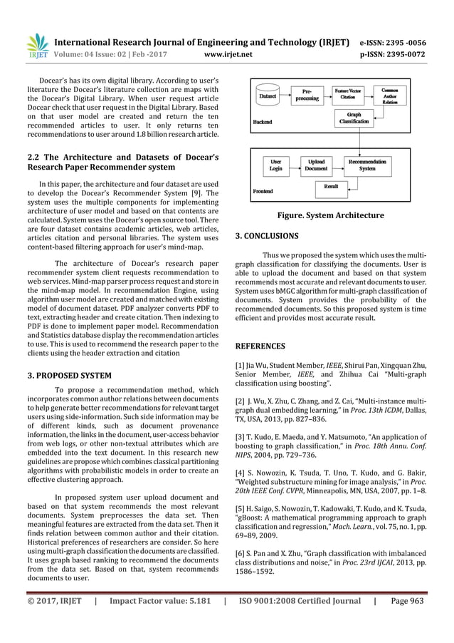 Document Recommendation Using Boosting Based Multi Graph Classification A Review Pdf