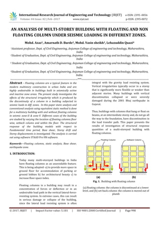 An analysis of multi-storey building with floating and non-floating column under seismic loading ...