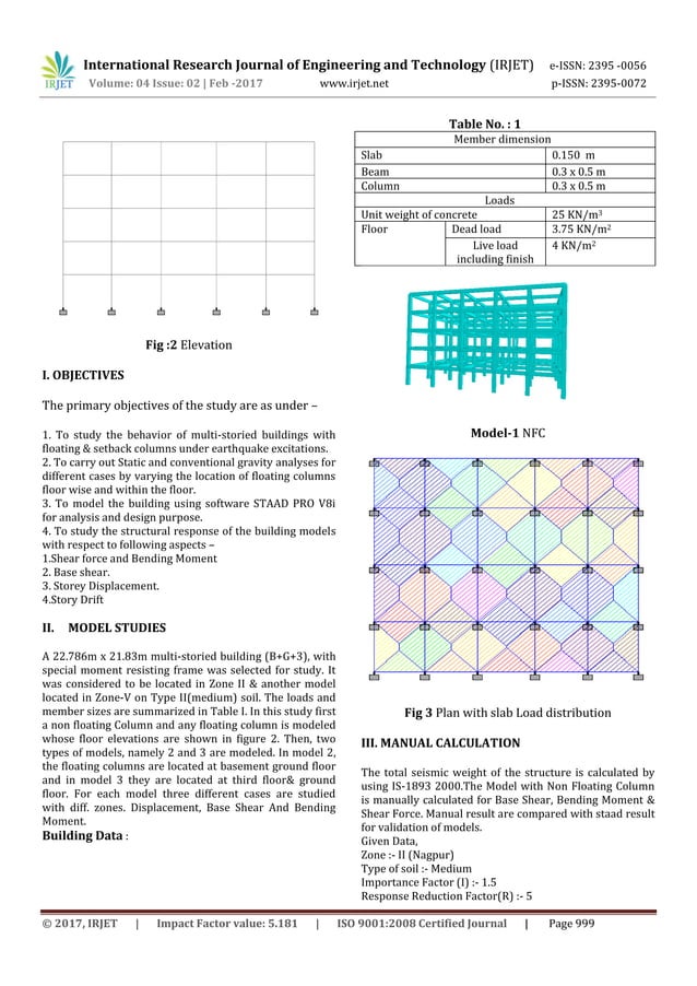 An analysis of multi-storey building with floating and non-floating column under seismic loading ...
