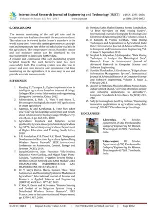 Smart system monitoring on soil using internet of things (IOT) | PDF