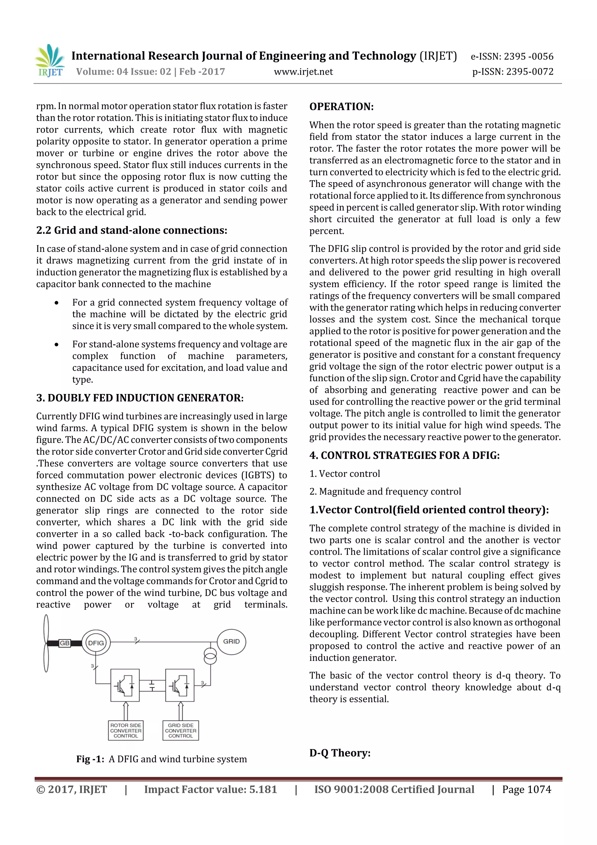 Grid Connected Doubly Fed Induction Generator By Wind Power Application
