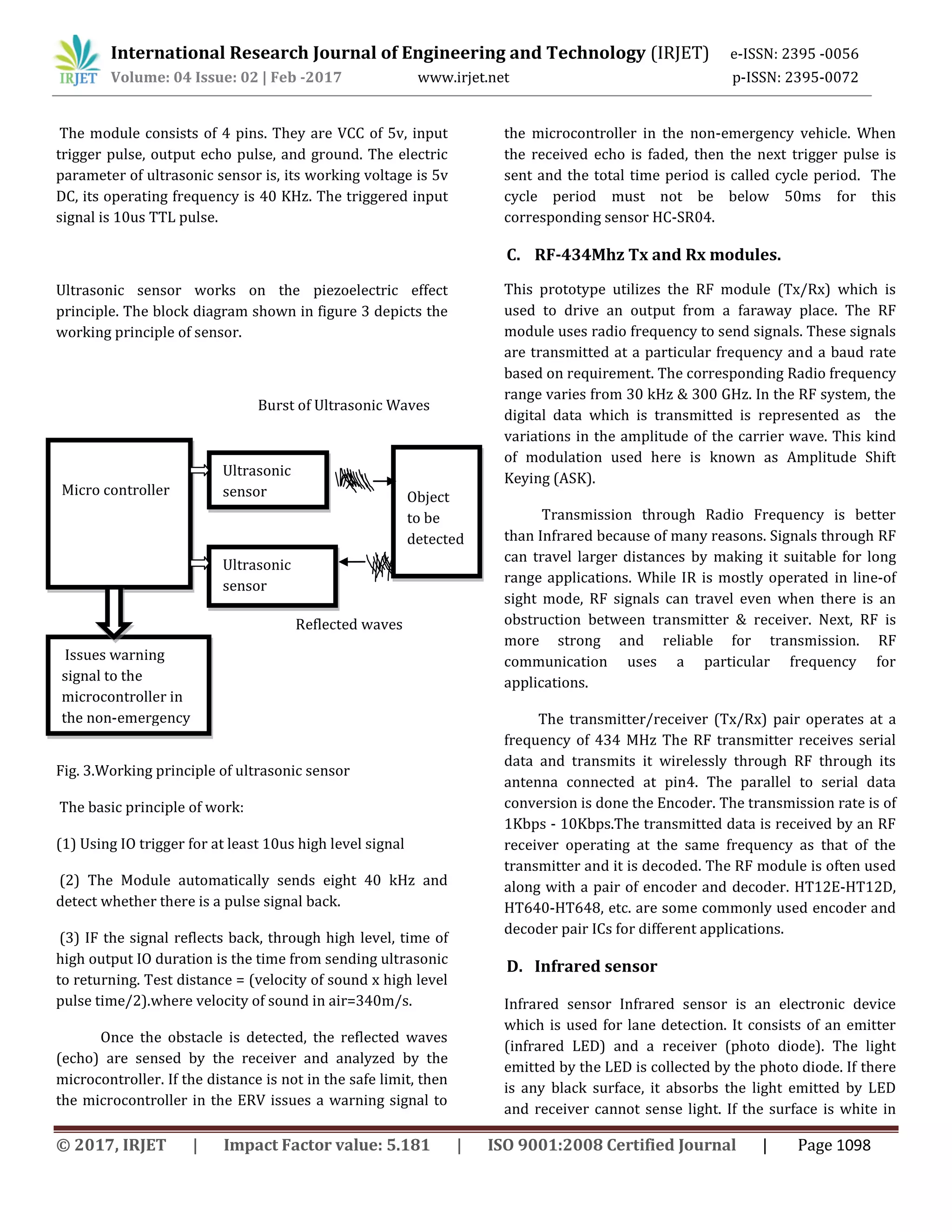 Emergency vehicle detection system using rf module and ultrasonic ...