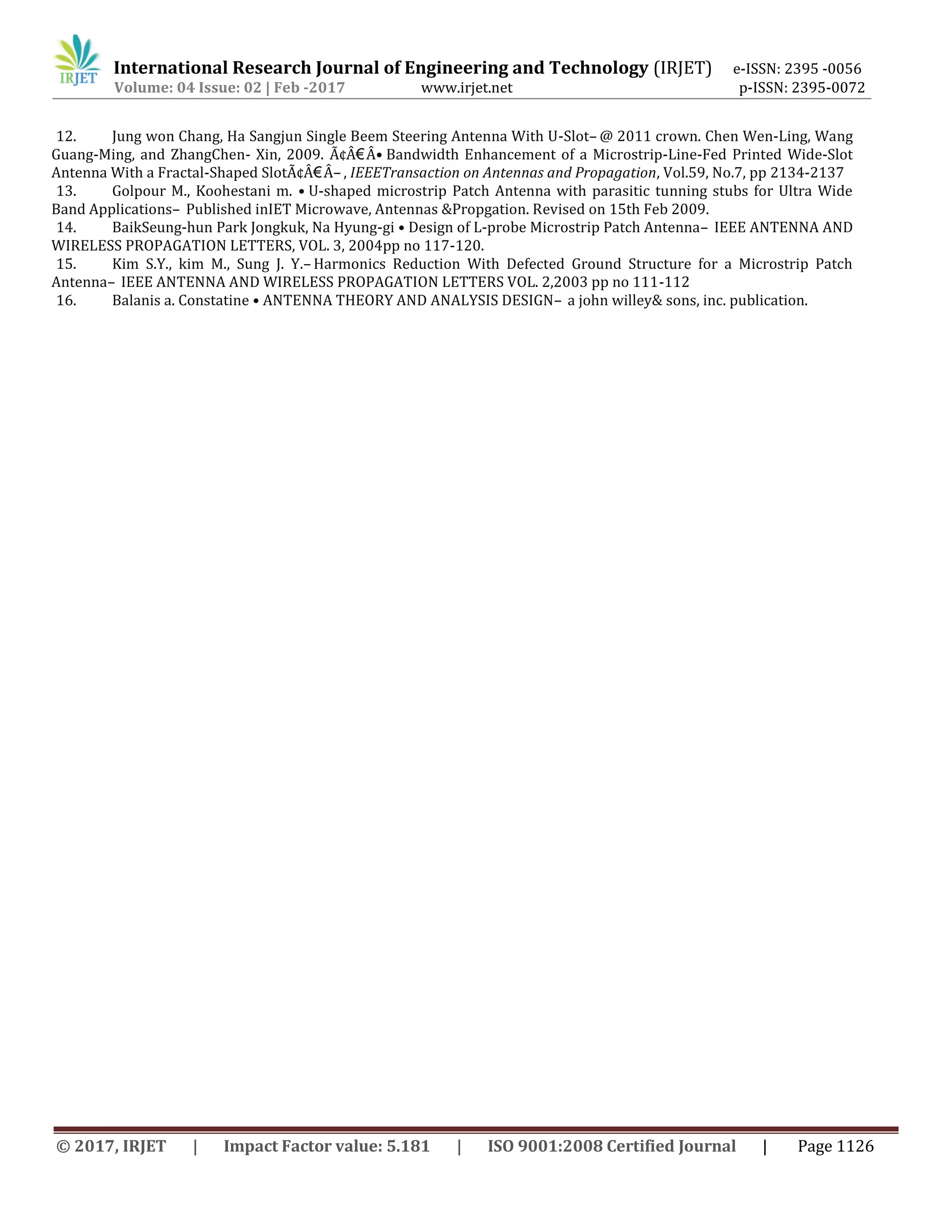 A Review paper on design for microstrip patch antenna | PDF