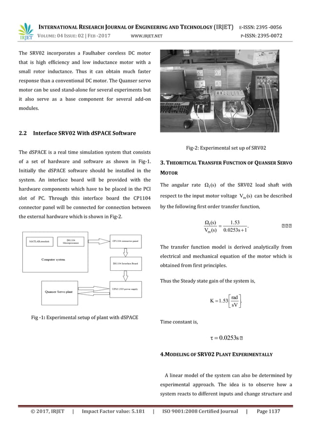 Frequency response method to derive transfer function of servo motor ...