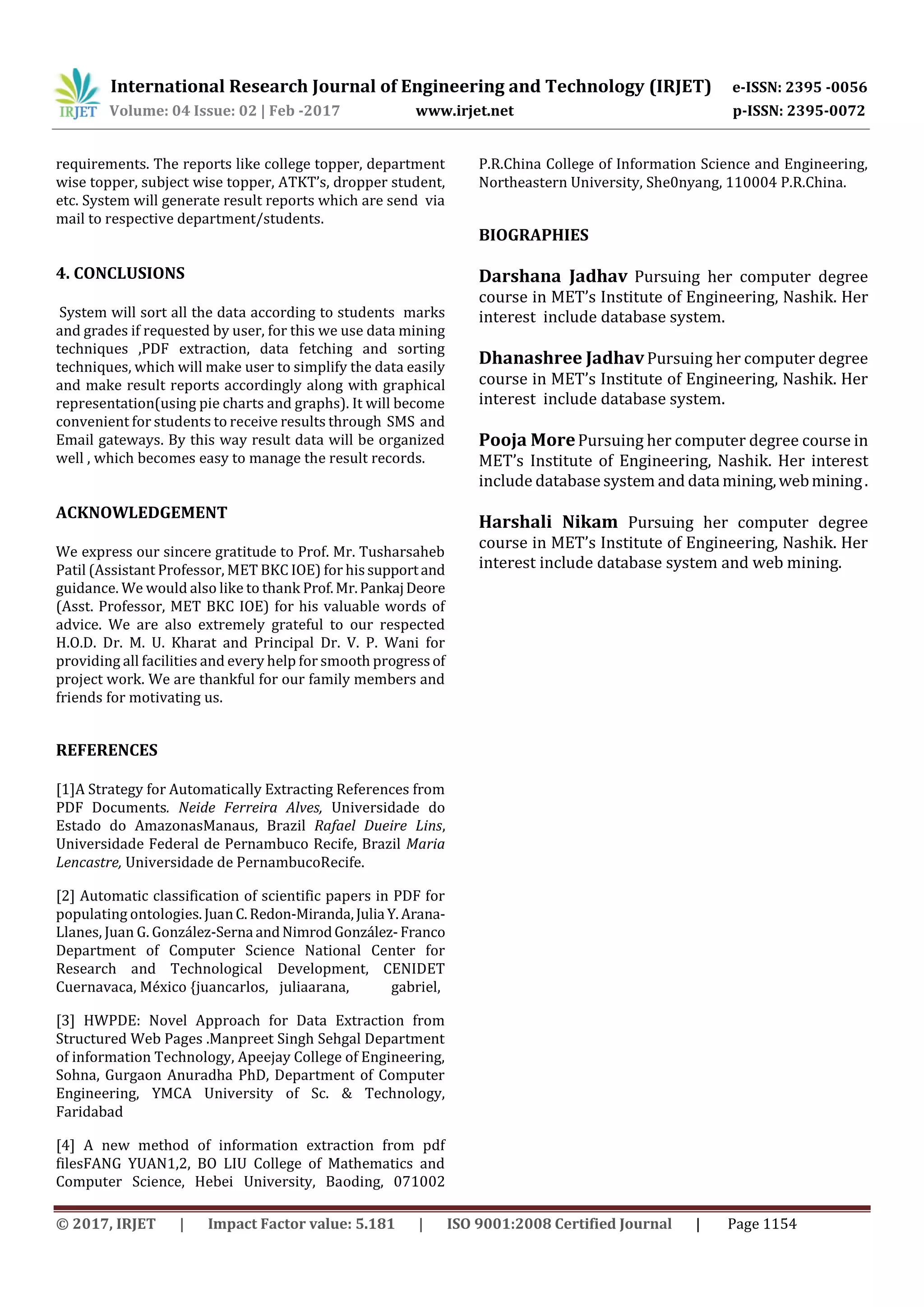 Extract And Analyze Data From Pdf File And Web A Review Pdf