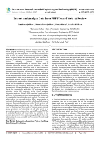 Extract and Analyze Data from PDF File and Web : A Review | PDF