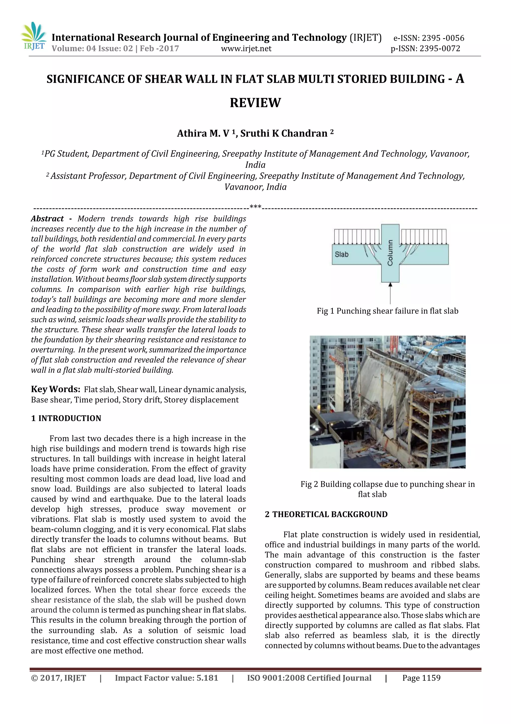Significance of shear wall in flat slab multi storied building - A Review | PDF