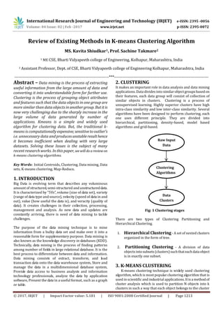 Review of Existing Methods in K-means Clustering Algorithm | PDF