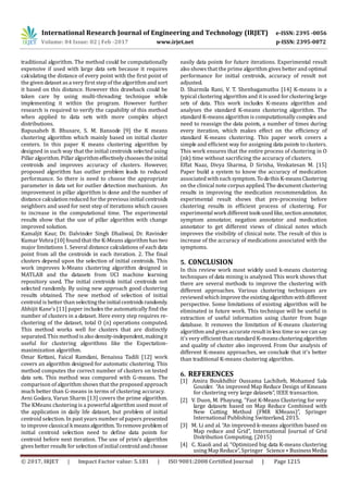 Review of Existing Methods in K-means Clustering Algorithm | PDF