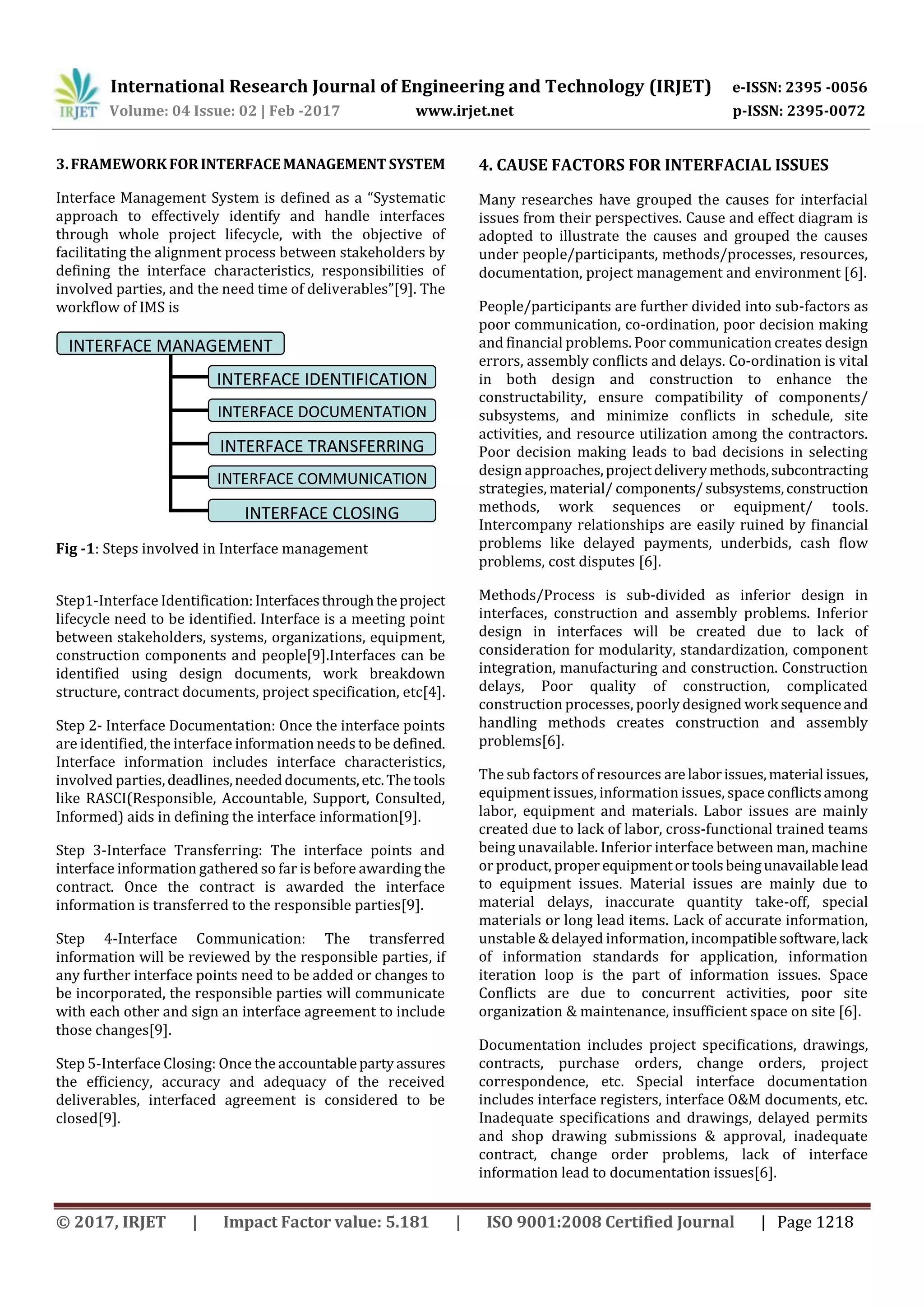 Role of Interface Management in Construction Industry | PDF
