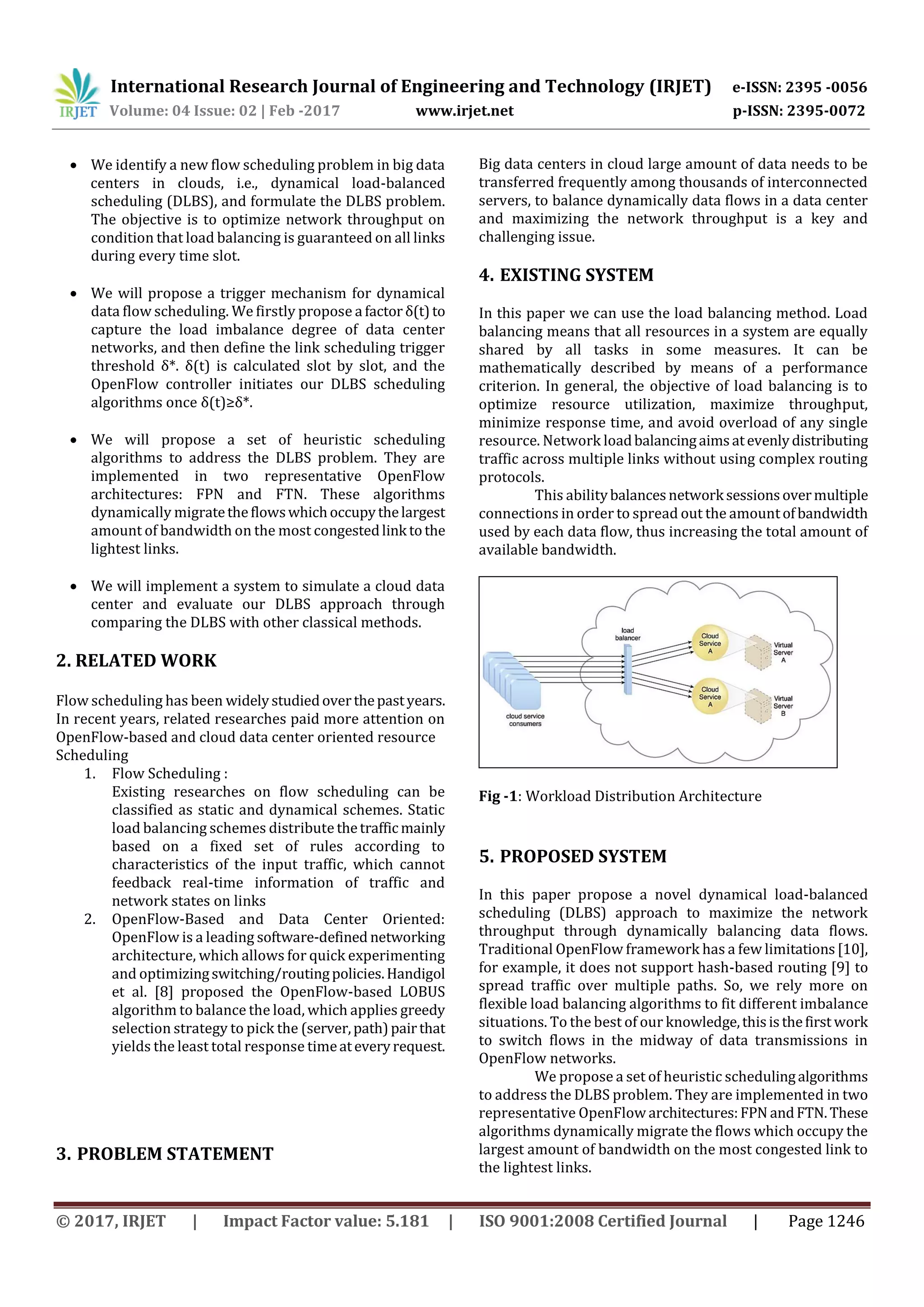 Efficient Dynamic Load-Balance Flow Scheduling in cloud for Big Data Centers. | PDF
