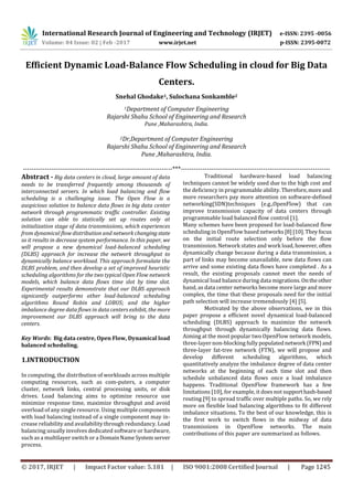 Efficient Dynamic Load-Balance Flow Scheduling in cloud for Big Data Centers. | PDF