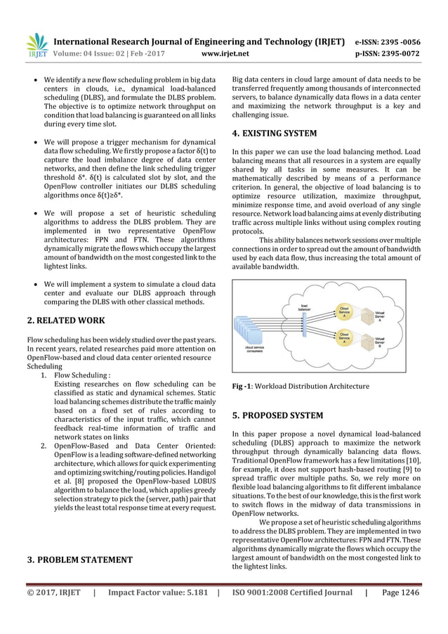 Efficient Dynamic Load-Balance Flow Scheduling in cloud for Big Data Centers. | PDF