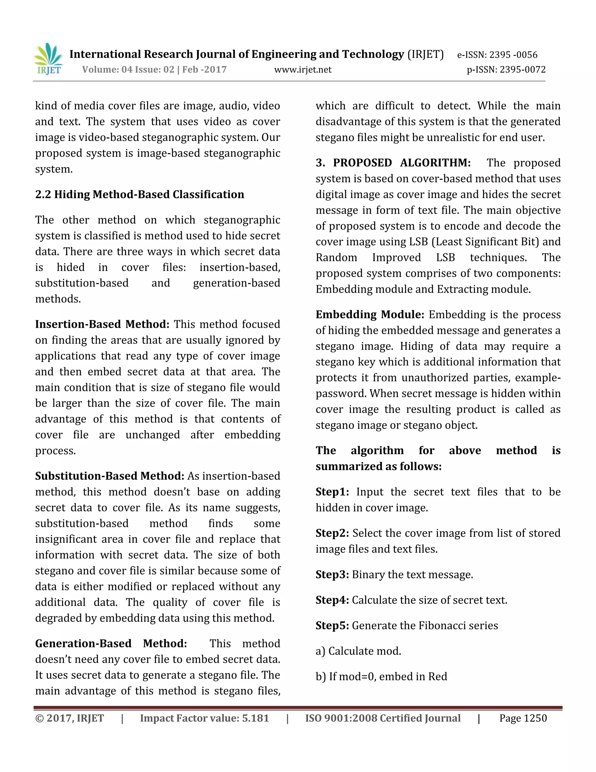 Steganography System for Hiding Text and Images Using Improved LSB Method | PDF