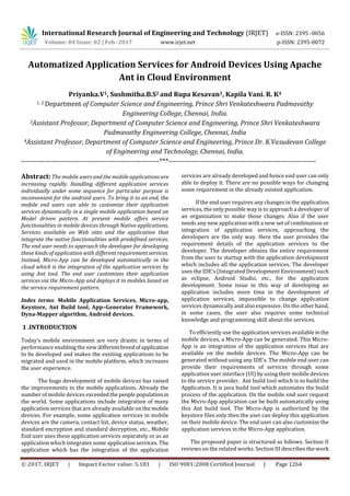 Automatized Application Services for Android Devices Using Apache Ant in Cloud Environment | PDF