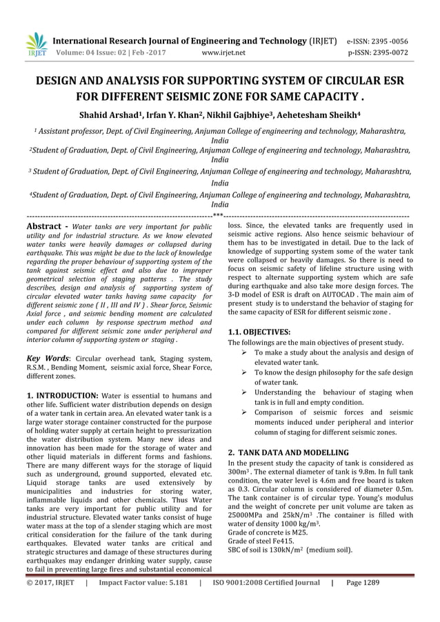 Design and analysis for supporting system of circular ESR for different ...