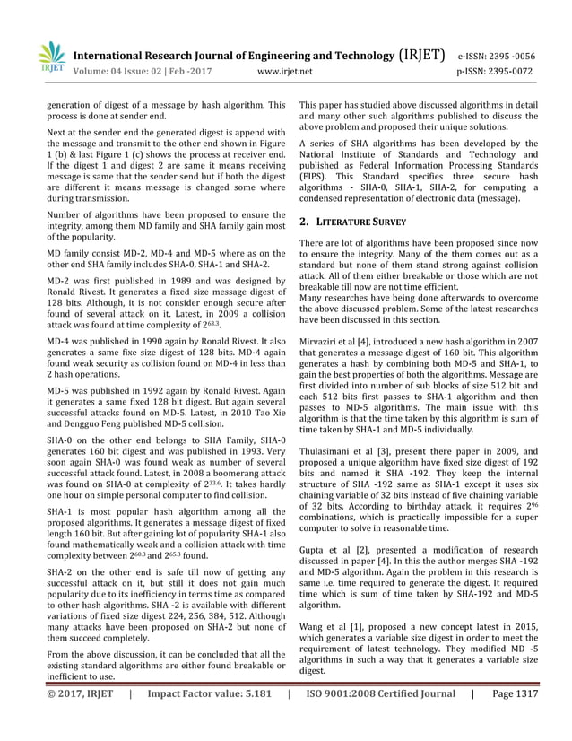 A Review Towards Various Hash Algorithms And Their Comparative Analysis Pdf