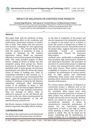 Impact of delayness on construction projects | PDF