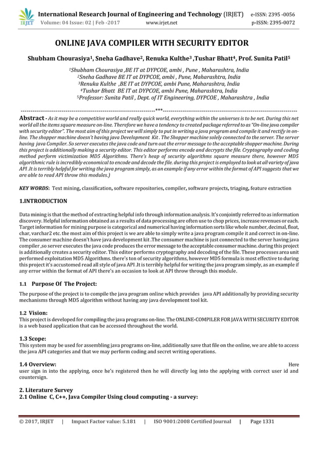 Online java compiler with security editor | PDF | Programming Languages | Computing