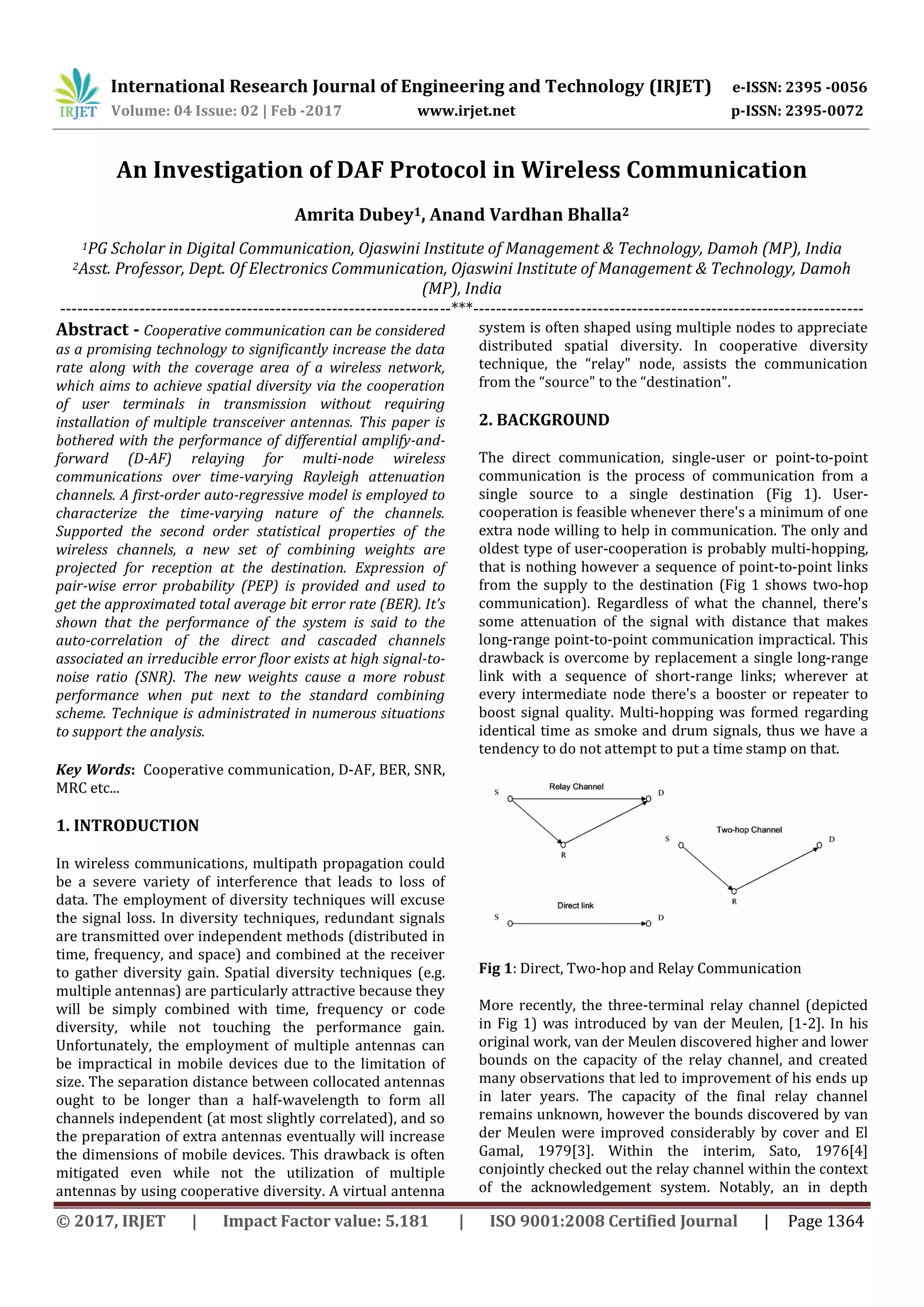 An Investigation of DAF Protocol in Wireless Communication | PDF | Computer Networking | Computing