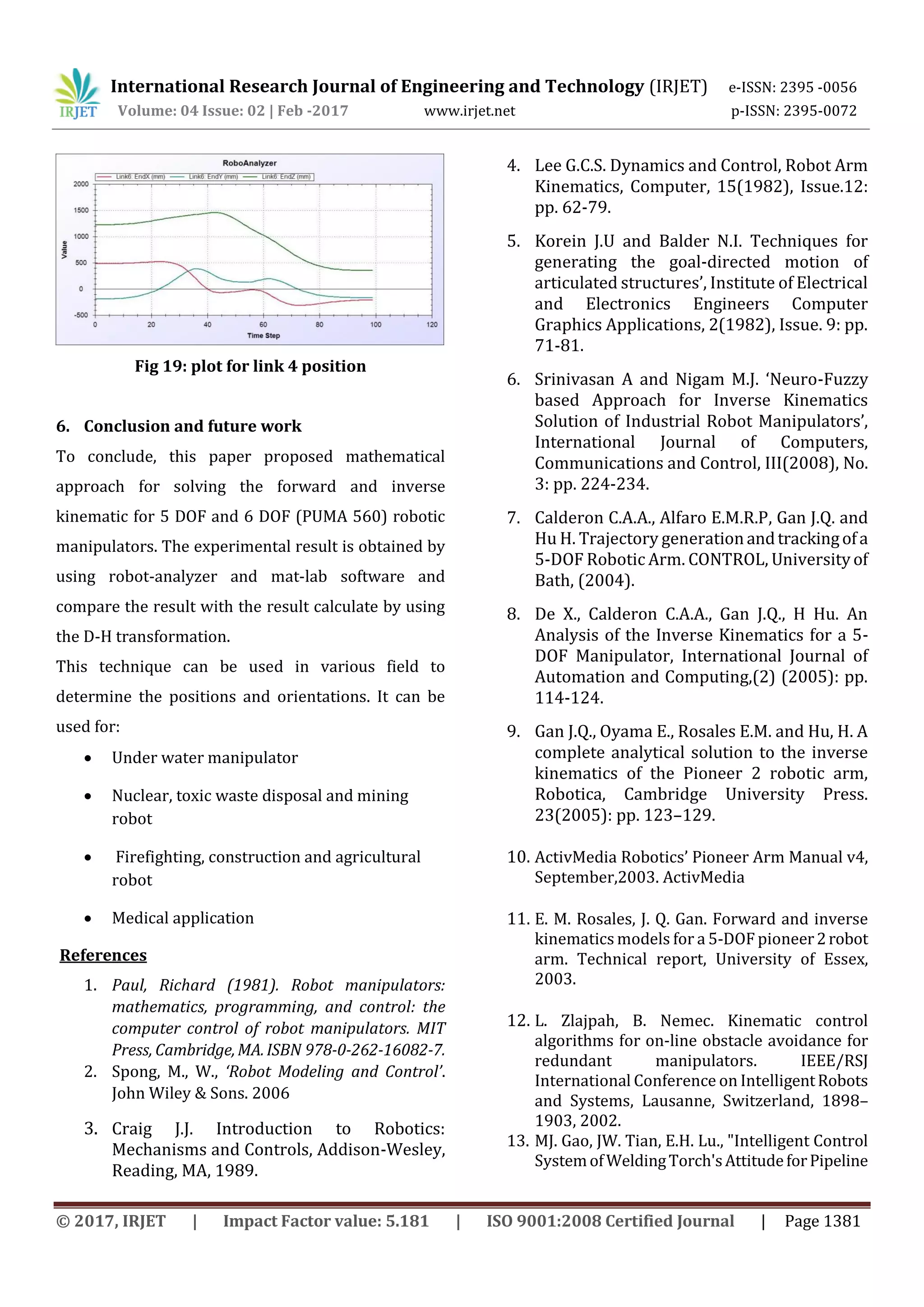 Forward and Inverse Kinematic Analysis of Robotic Manipulators | PDF Forward and Inverse Kinematic Analysis of Robotic Manipulators | PDF