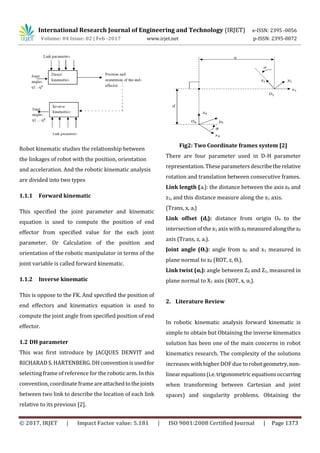Forward and Inverse Kinematic Analysis of Robotic Manipulators | PDF