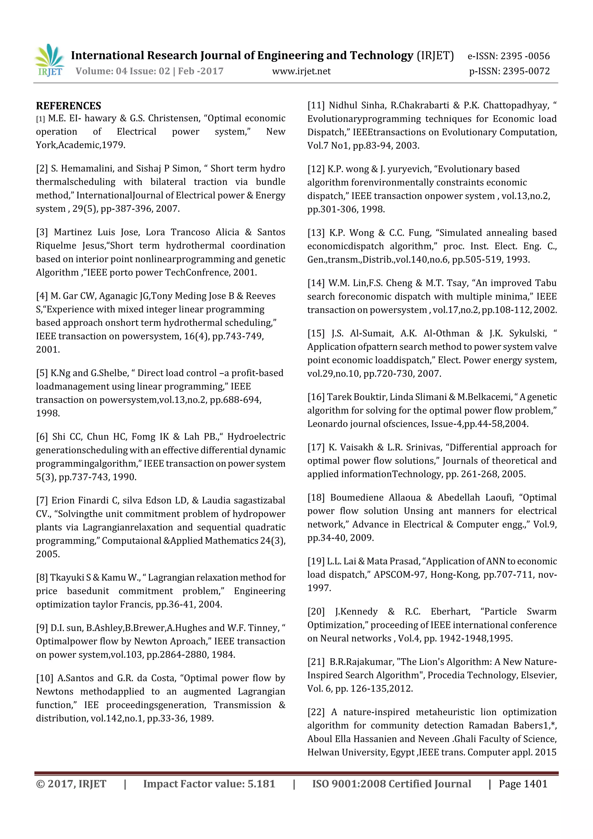 A novel approach for solving Optimal Economic load dispatch problem in ...