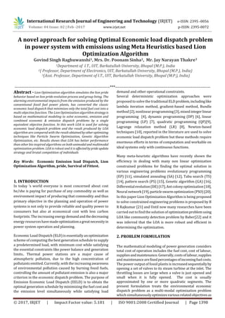 A novel approach for solving Optimal Economic load dispatch problem in power system with ...