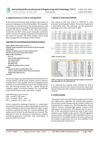 A novel approach for solving Optimal Economic load dispatch problem in power system with ...
