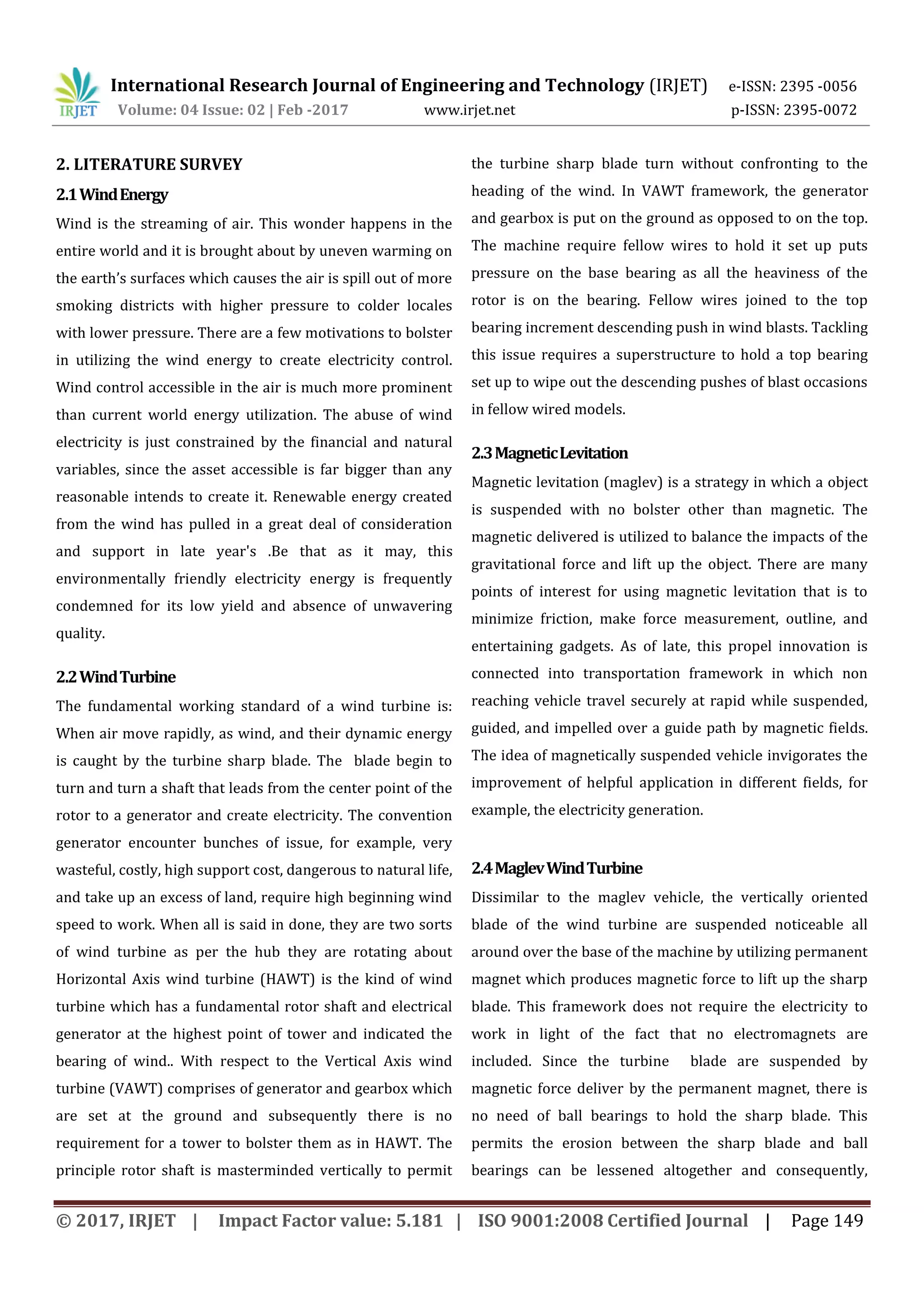 Vertical Axis Wind Turbine using MAGLEV Technology | PDF