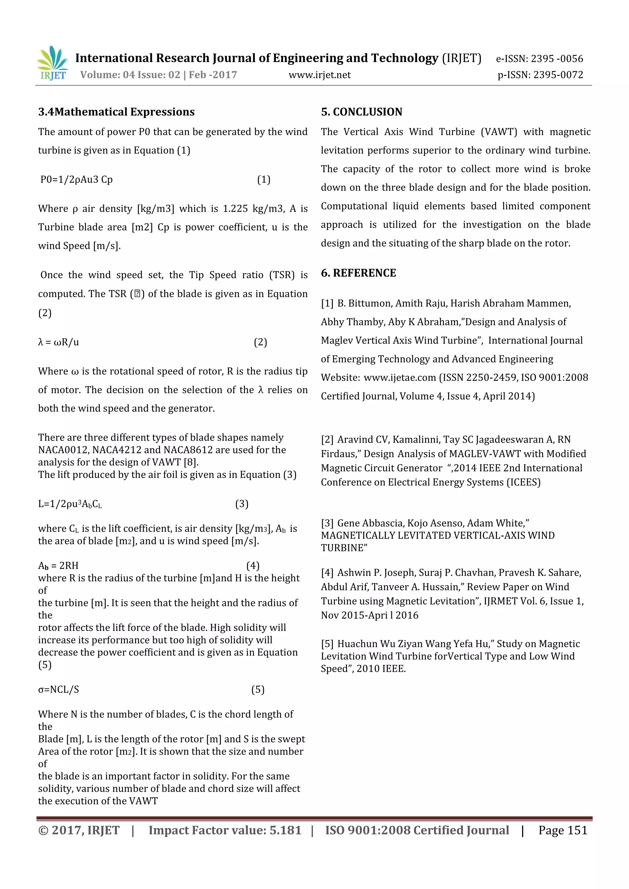Vertical Axis Wind Turbine using MAGLEV Technology | PDF