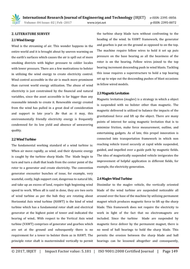 Vertical Axis Wind Turbine using MAGLEV Technology | PDF