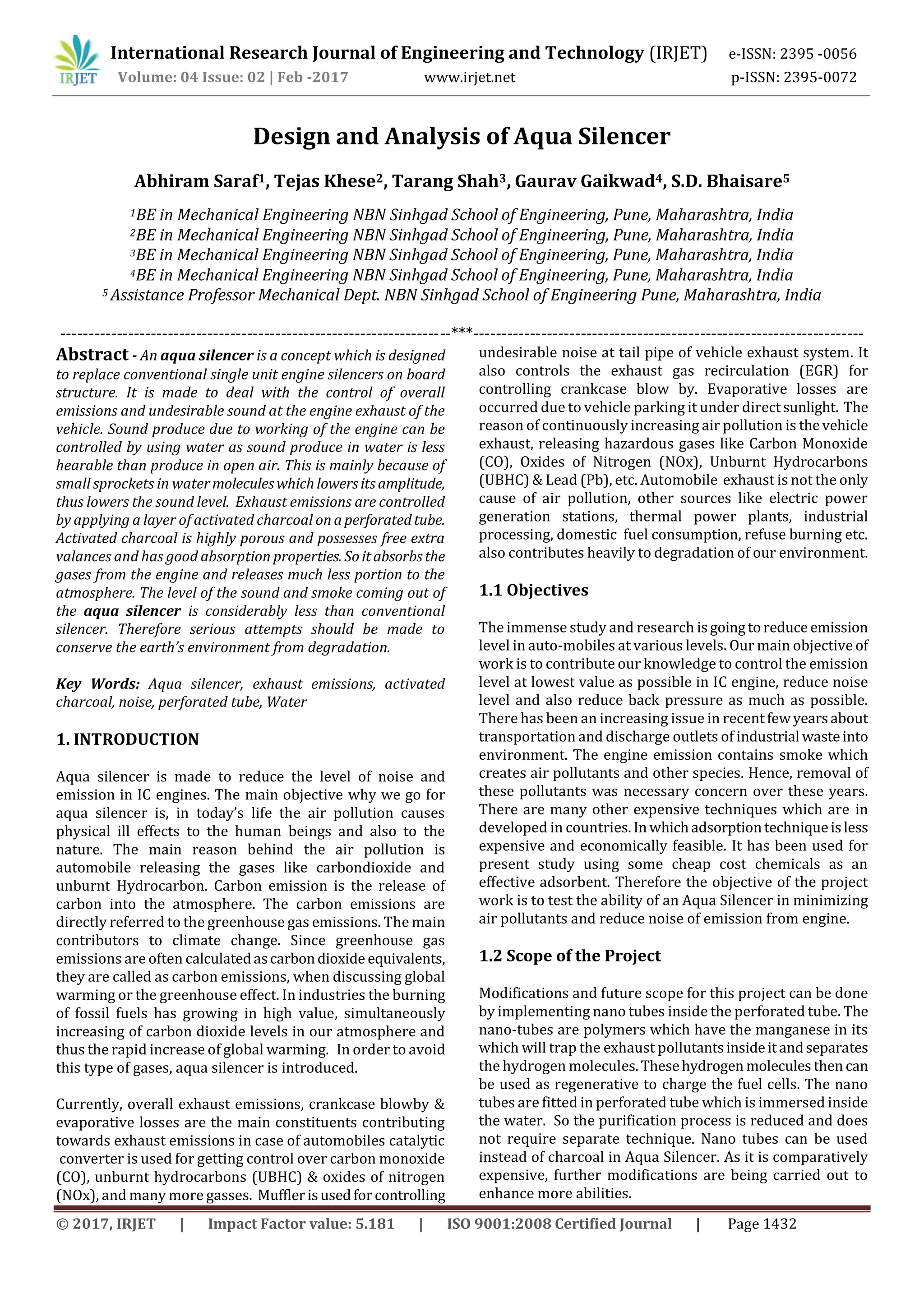 Design and Analysis of Aqua Silencer | PDF
