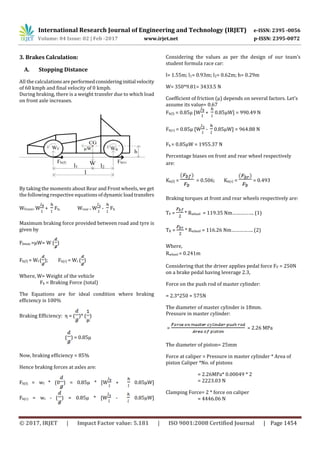 Optimum design of braking system for a formula 3 race cars with numeric ...