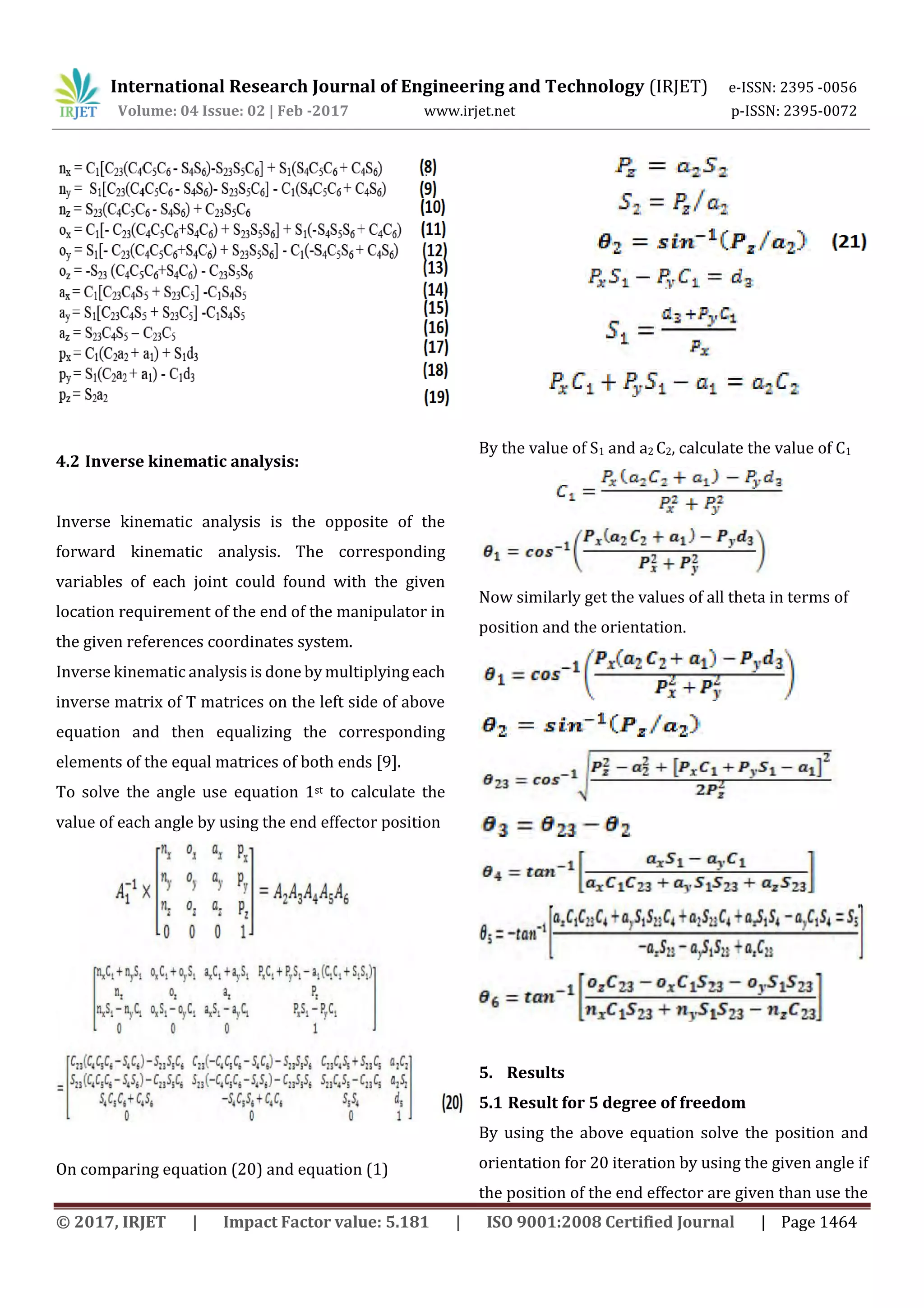 Forward and Inverse Kinematic Analysis of Robotic Manipulators | PDF