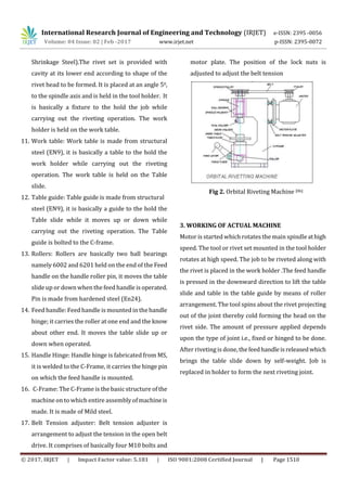 A Paper on Study & Design of Multipurpose Riveting Machine | PDF