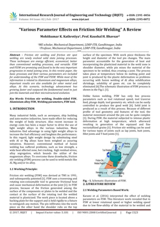 Various Parameter Effects on Friction Stir Welding- A Review | PDF | Chemistry | Science