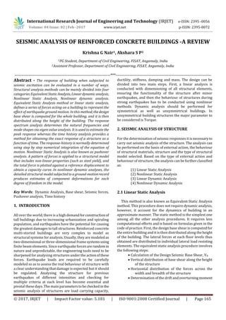 Seismic analysis of reinforced concrete buildings -A Review | PDF