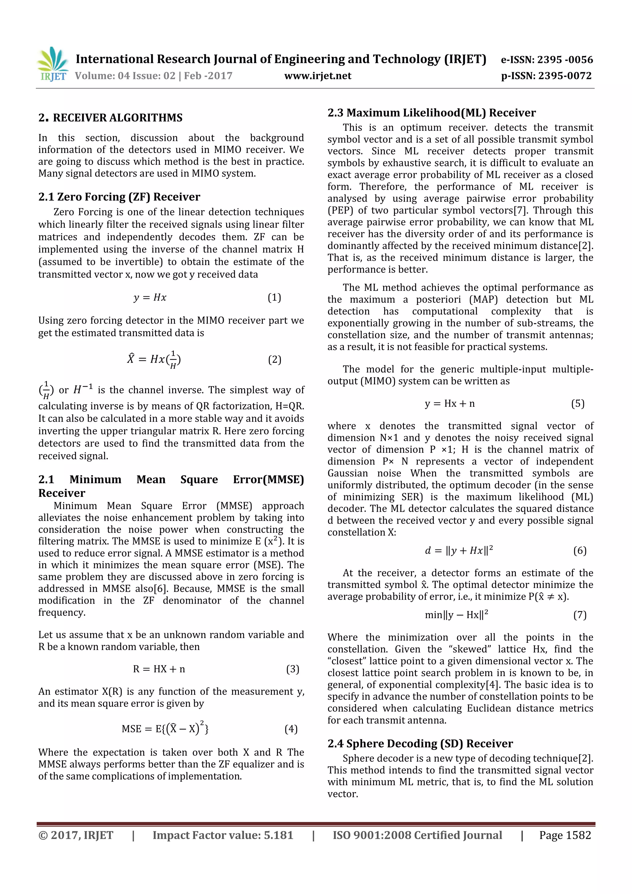 A Sphere Decoding Algorithm for MIMO | PDF A Sphere Decoding Algorithm for MIMO | PDF