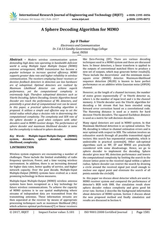 A Sphere Decoding Algorithm for MIMO | PDF