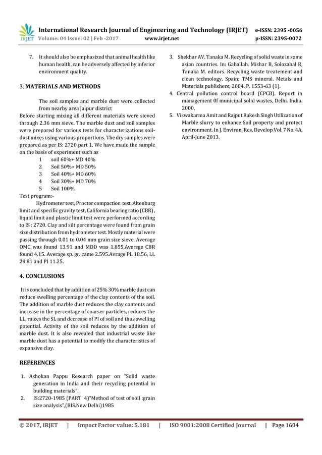 Effect of marble slurry on environment and highway users | PDF ...