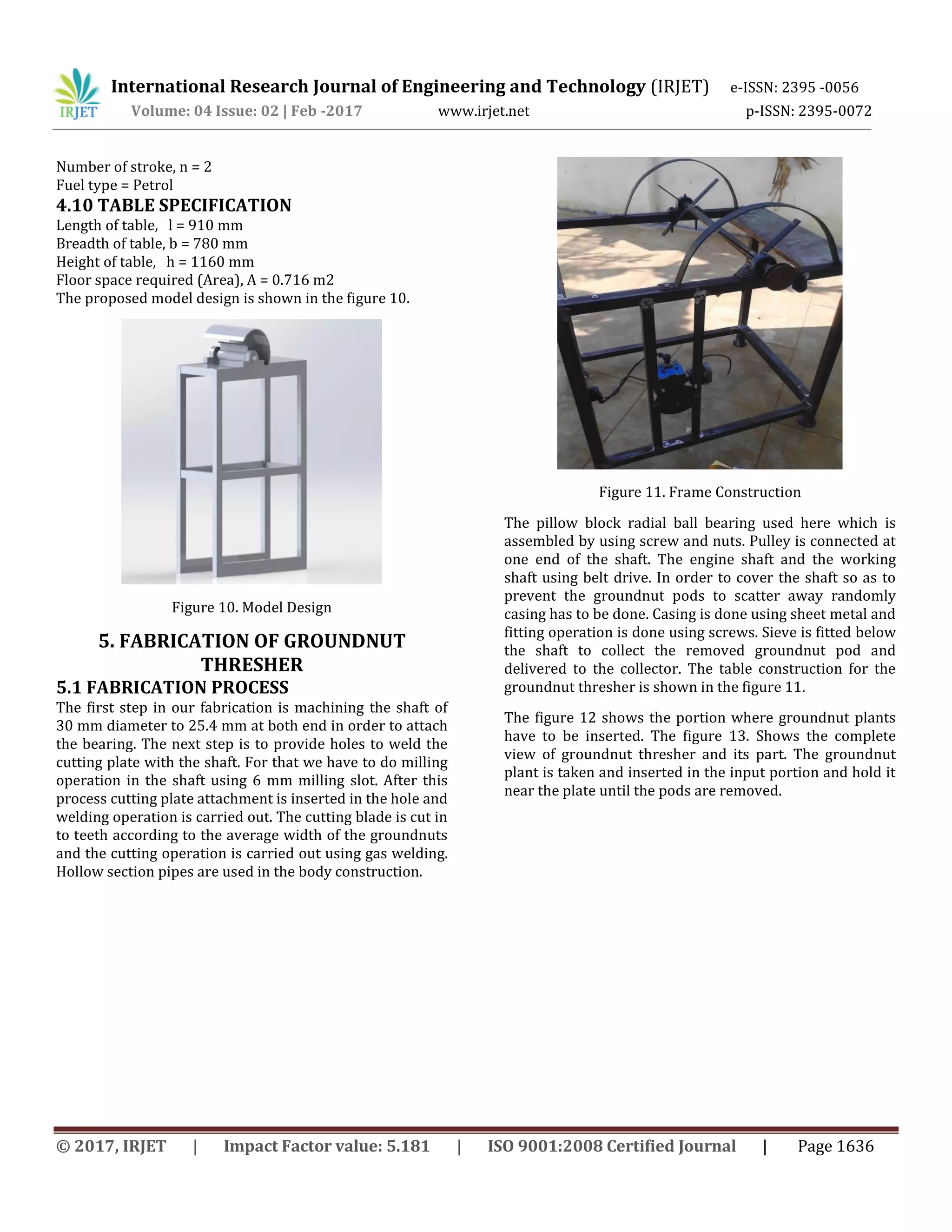 Design fabrication and performance analysis of groundnut thresher | PDF