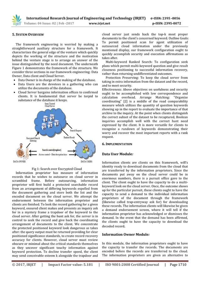 Multi Keyword Ranked Search In Encrypted Cloud Storage Pdf Search Internet