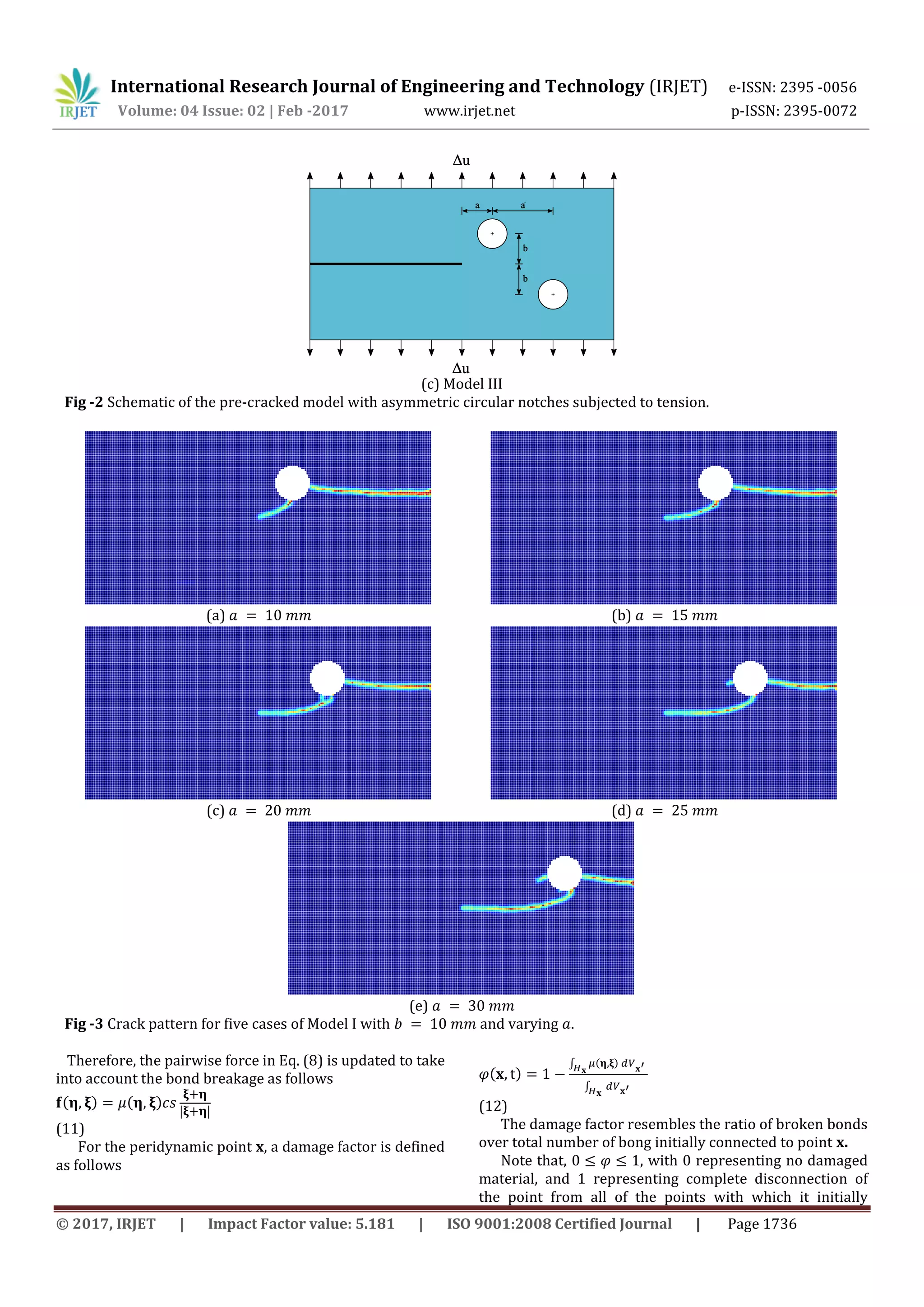 Unguided Crack Growth Simulation In Asymmetric Specimens Using Bond Based Peridynamics Pdf 6627
