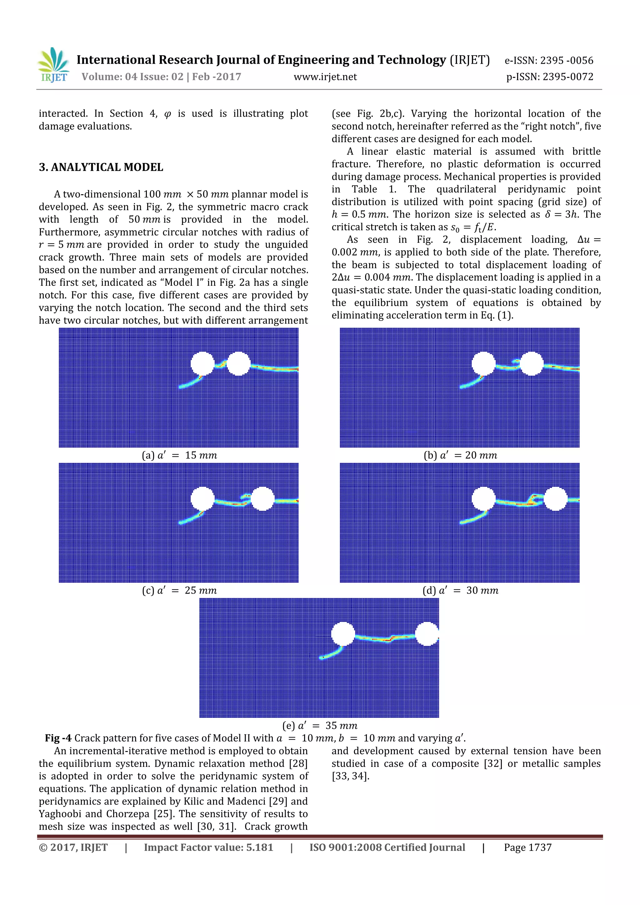 Unguided Crack Growth Simulation In Asymmetric Specimens Using Bond Based Peridynamics Pdf